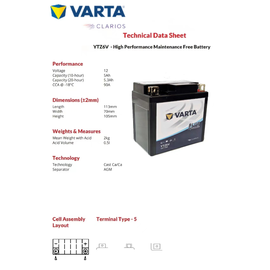 BATTERY GEL YTZ6V YTZ7S MADE IN JAPAN (12V7.5AH) RS150 / VARIO / NVX V2 ...