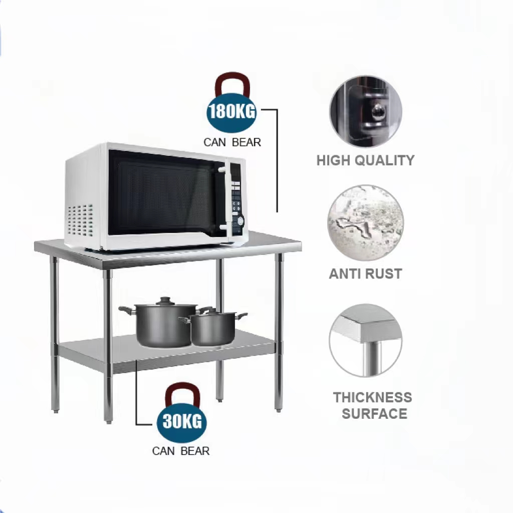 2/3 Tiers Meja Dapur Industrial Kitchen Work Table Restaurant Stainless ...