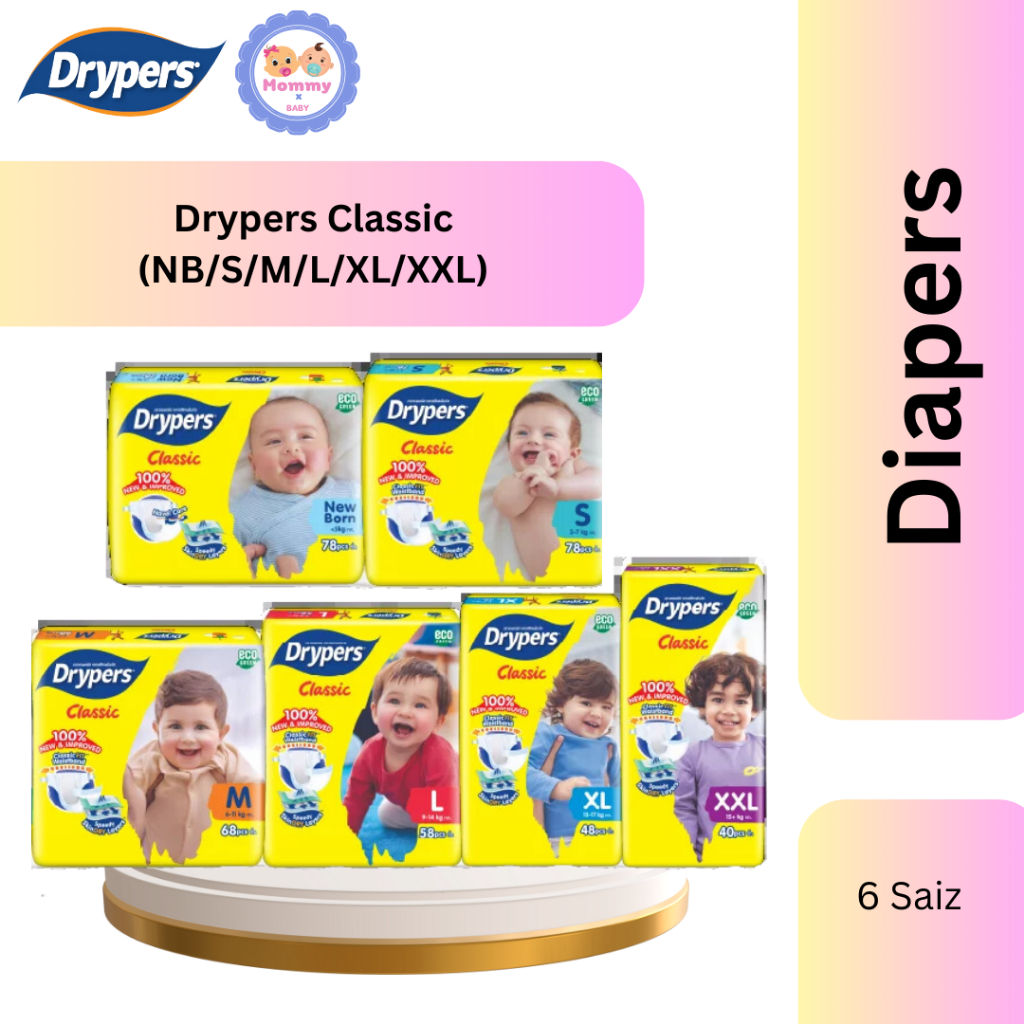 Drypers Classic (Newborn/S/M/L/XL/XXL) | Shopee Malaysia