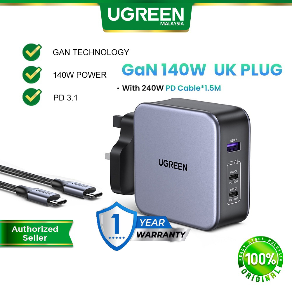 Ugreen Nexode 140W USB C GaN Charger-3 Ports Wall Charger | Shopee Malaysia