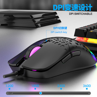 Raiku G701 Wired RGB Luminous Light Ergonomic Honeycomb Hollowing ...
