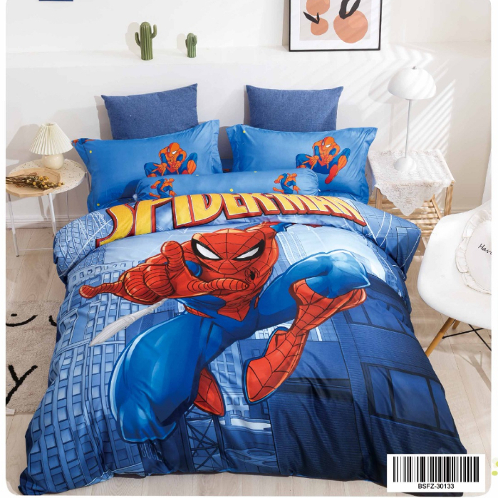 Cadar Kartun Spiderman Marvel Cartoon Bedsheet Queen King 5in1 Cartoon ...