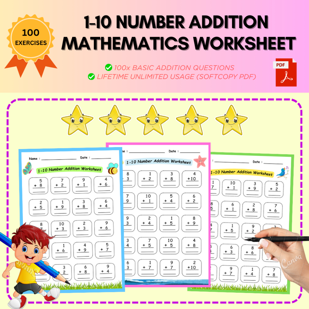 [PDF] 1-10 Number Addition Mathematics Worksheet for Preschool ...
