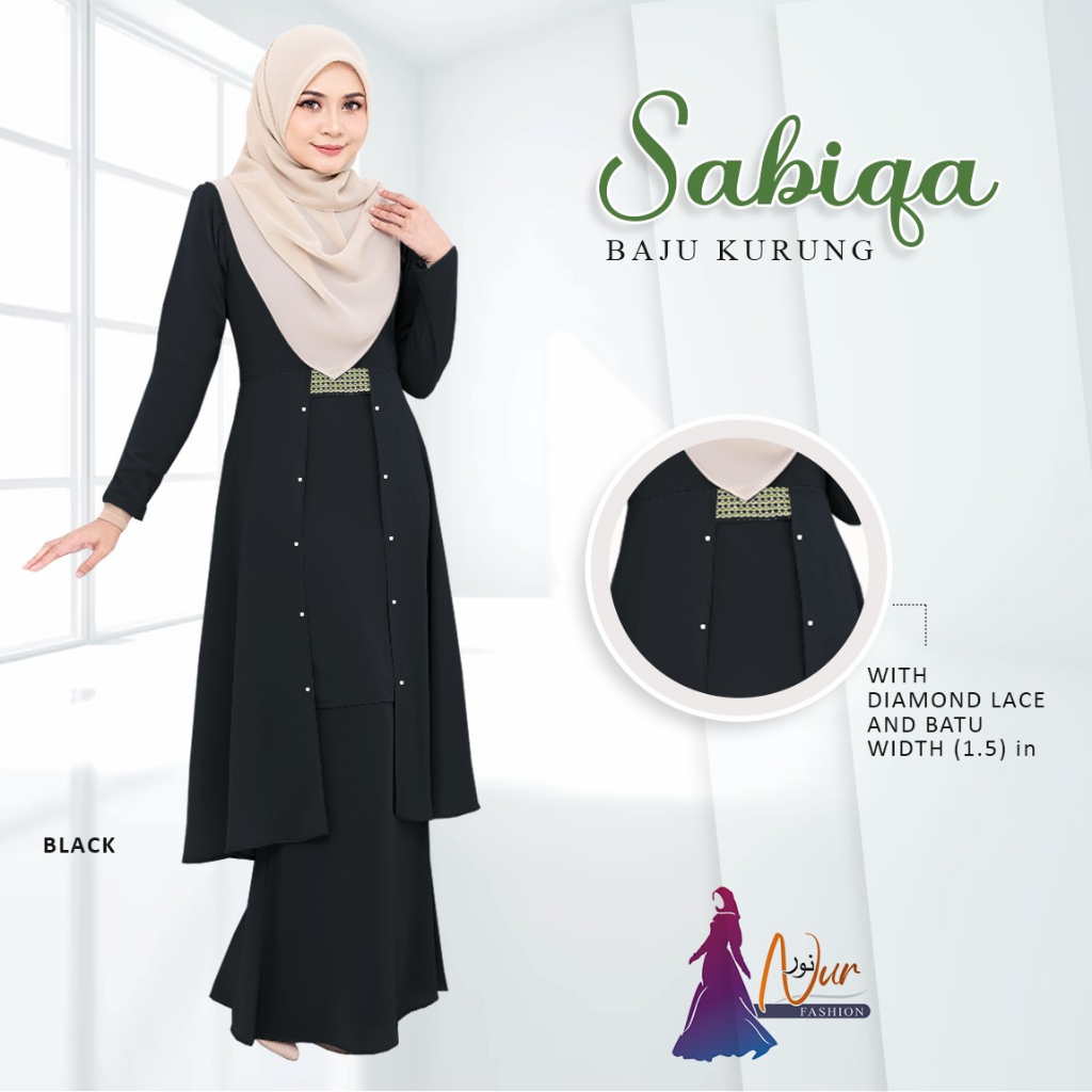Muslimah Long Baju Kurung Sabiqa Front Diamond Star New Design | Shopee ...
