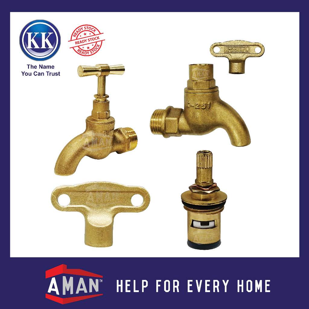 KK BRAND Brass Bib Tap Brass Loose Key Tap Ceramic Valve Bib Water Tap ...