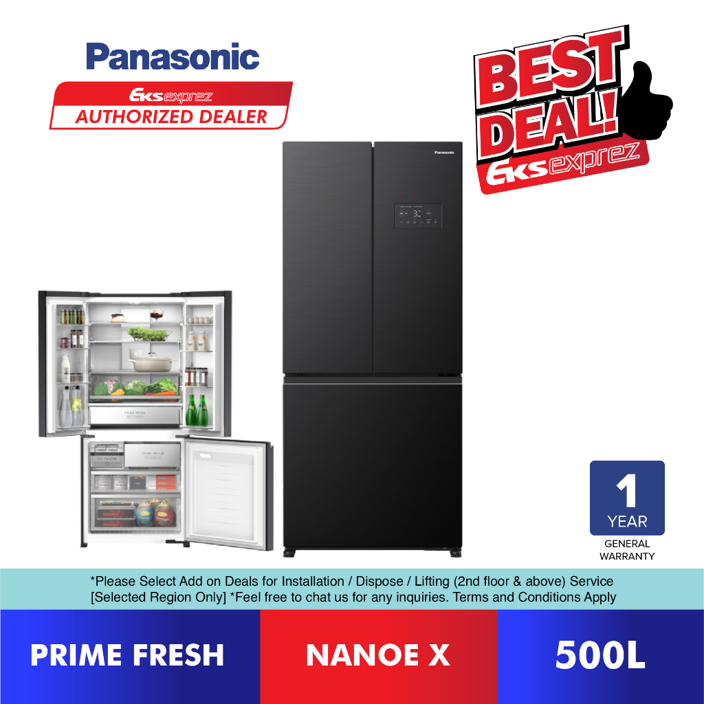 Panasonic Premium French Door Inverter Fridge (500L) NR-CW530HVKM ...