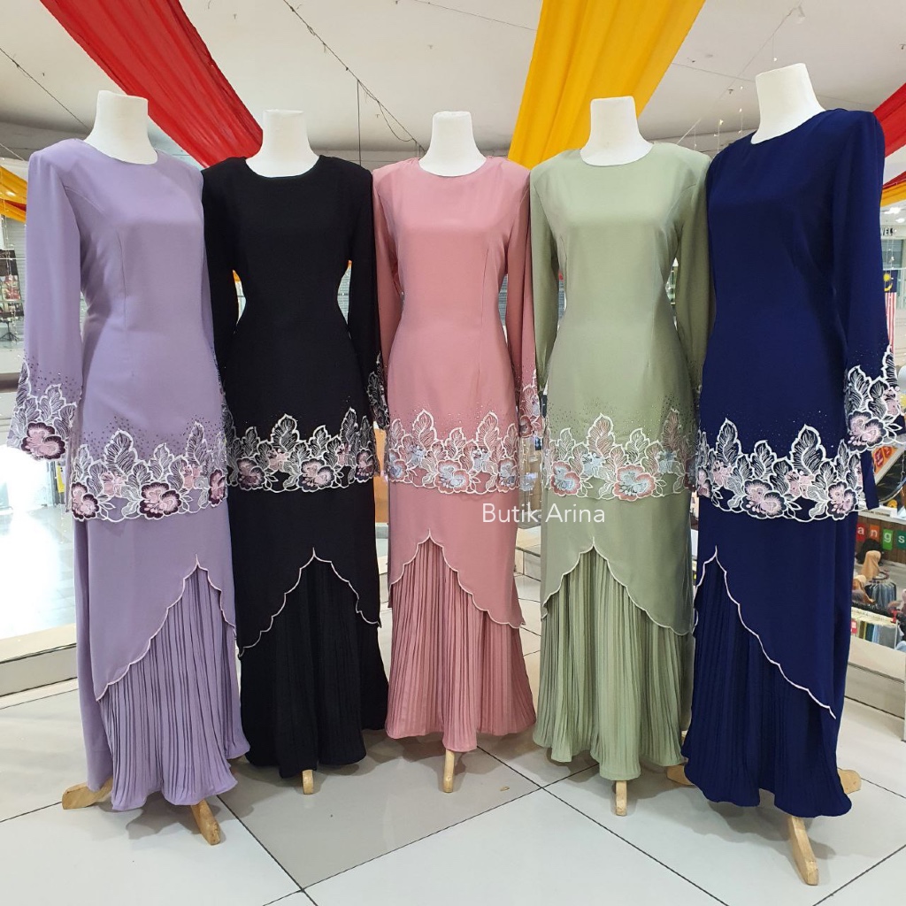 BAJU RAYA 2024 BAJU KURUNG HIJAU DUSTY SAGE GREEN KURUNG MODEN BIRU ...