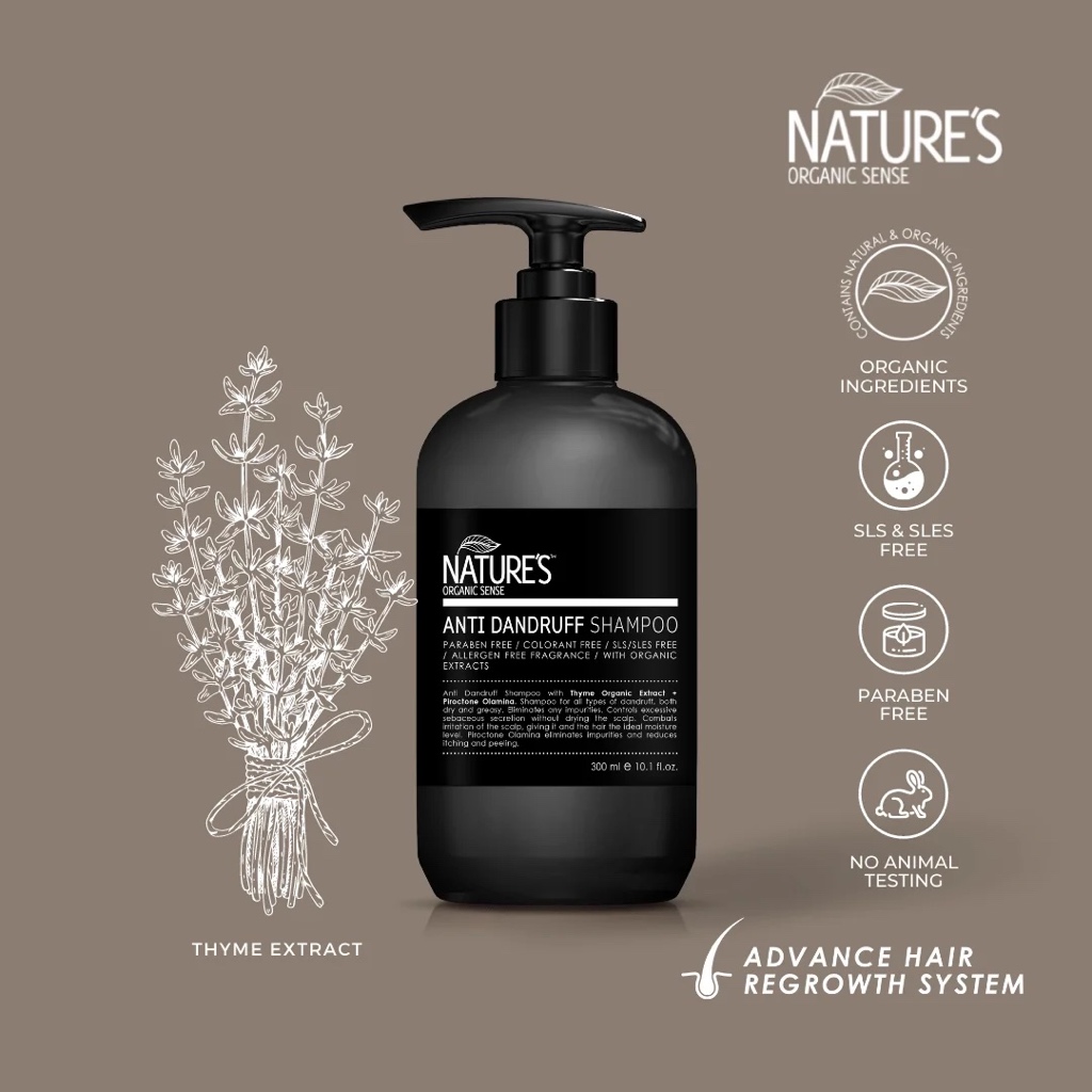 Natures Organic Sense Anti Dandruff Shampoo (300ml/1000ml) | Shopee ...