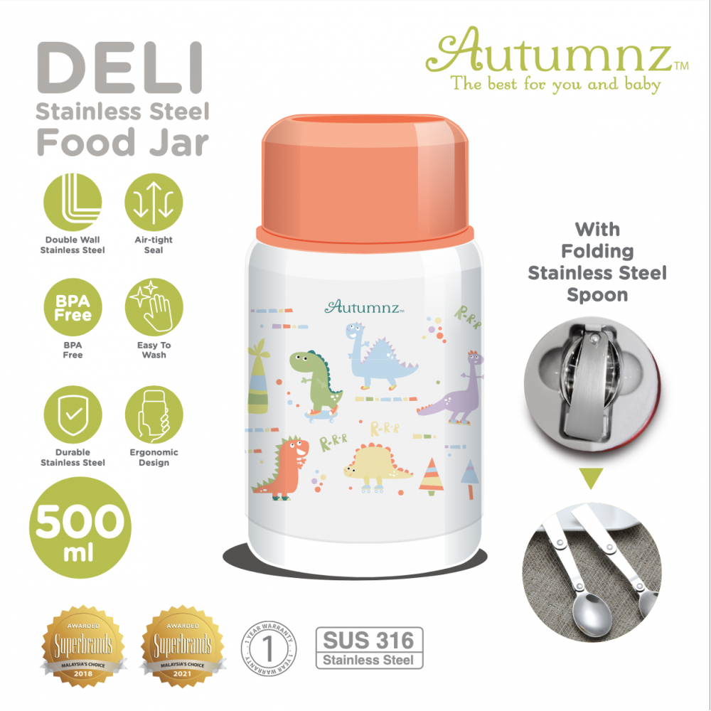 Autumnz - DELI Stainless Steel Vacuum Food Jar 500ml (FOC Folding Spoon ...