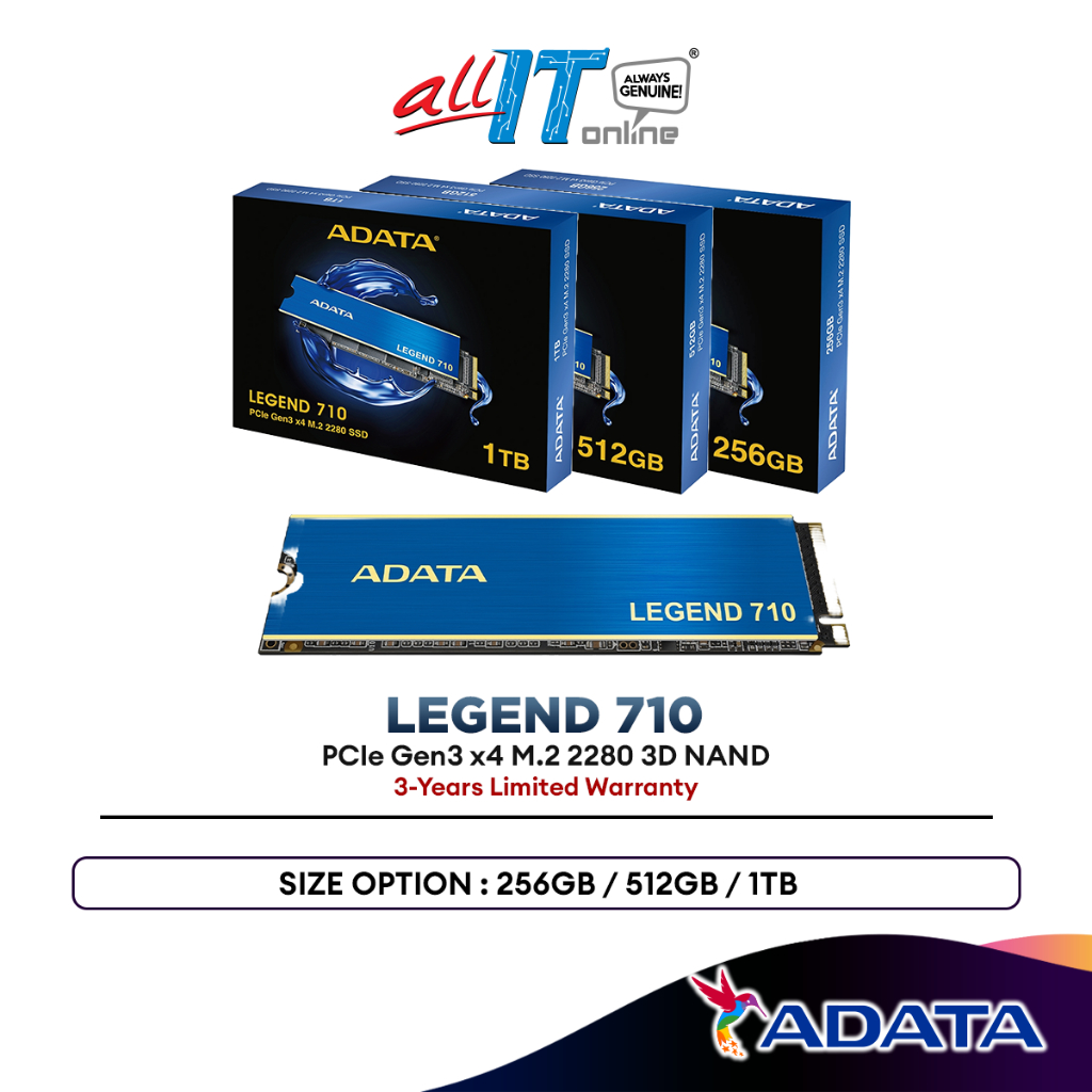 ADATA LEGEND 710 PCIe Gen3 x4 M.2 SSD 2280 Solid State Drive 256GB / 512GB / 1TB | Shopee Malaysia