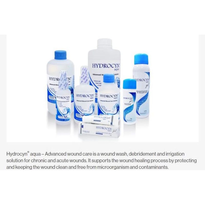 Hydrocyn Aqua Advanced Wound Care Solution 500ml/250ml/ 100ML/15g gel ...