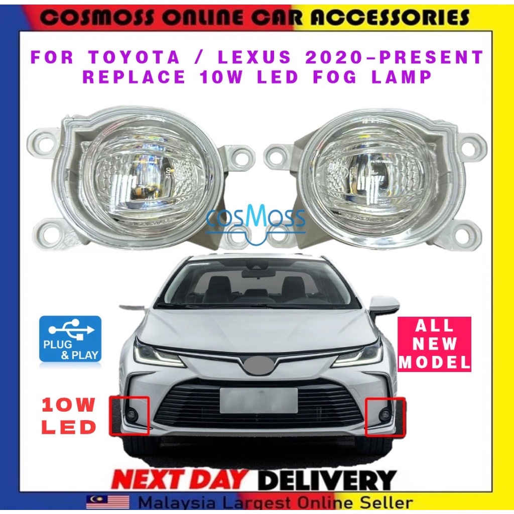 TOYOTA LEXUS PERODUA YEAR 2020-PRESENT NEW 10W LED FOG LIGHT FOG LAMP 2 ...