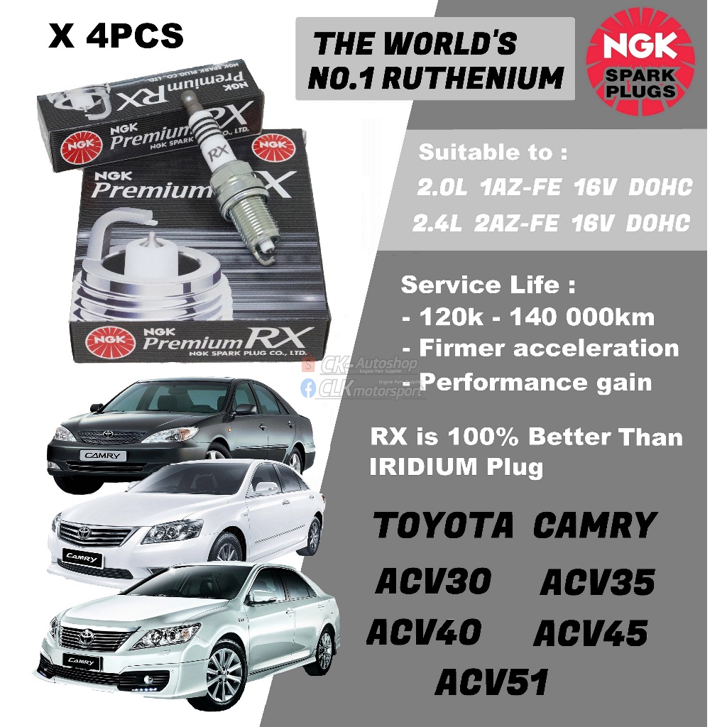 NGK Premium RX Spark Plug - Toyota Camry 2.0L 1AZFE 2.4L 2AZFE ACV30 ...
