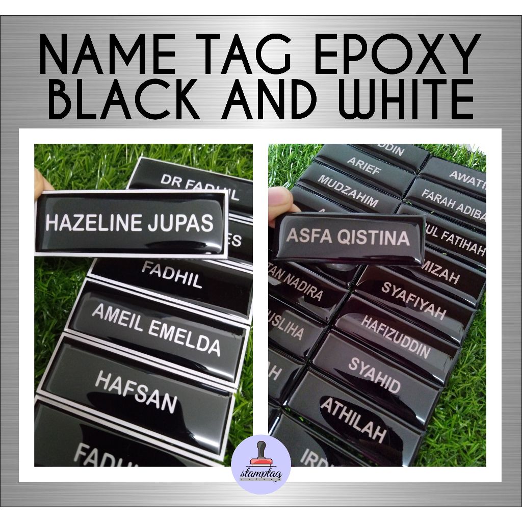 🔥EXPRESS SHIPPING DONE IN 24-48HOUR | Name Tag Epoxy Black White ...
