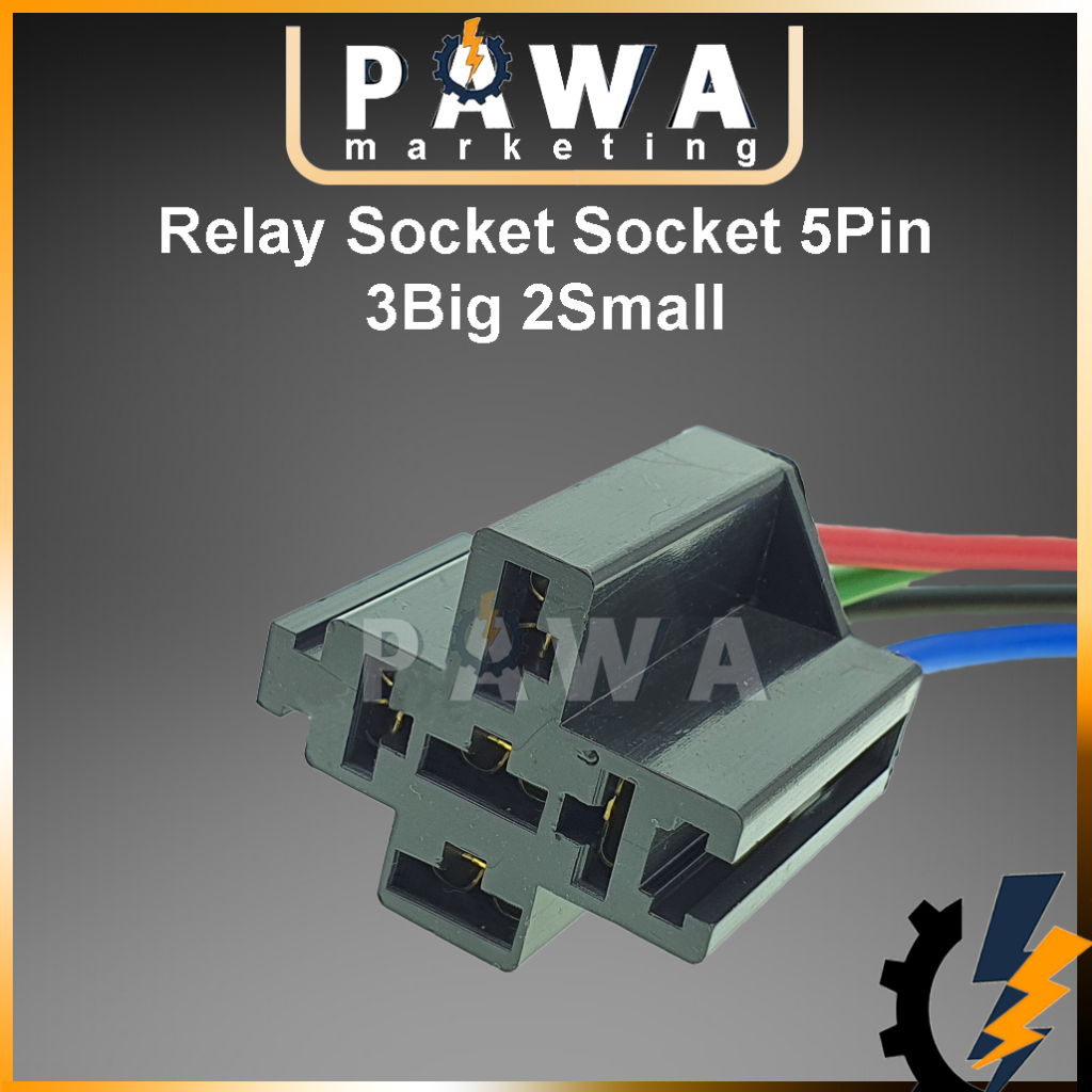 Pawa 5 Pin Relay Socket 3 Big 2 Small Special Relay Socket with Wire ...