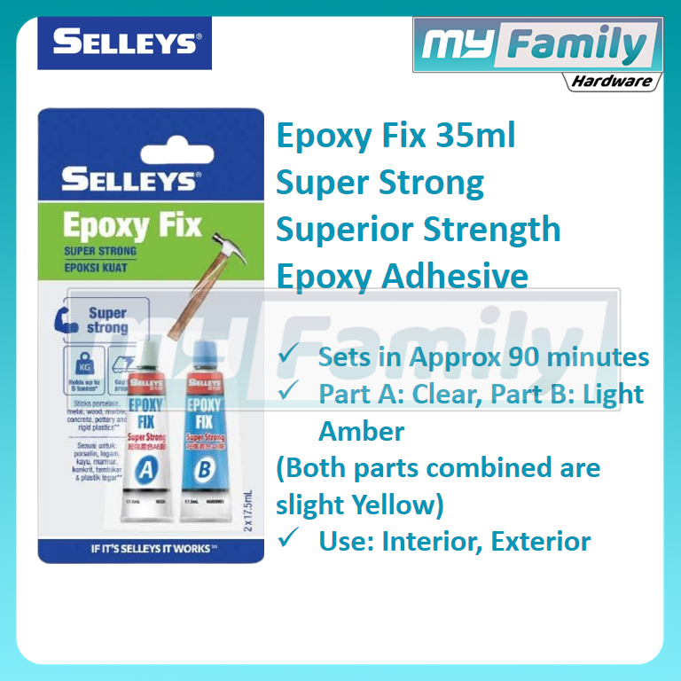 SELLEYS Epoxy Fix Super Strong 35ml Glue Adhesive Slight Yellow A+B 150 ...