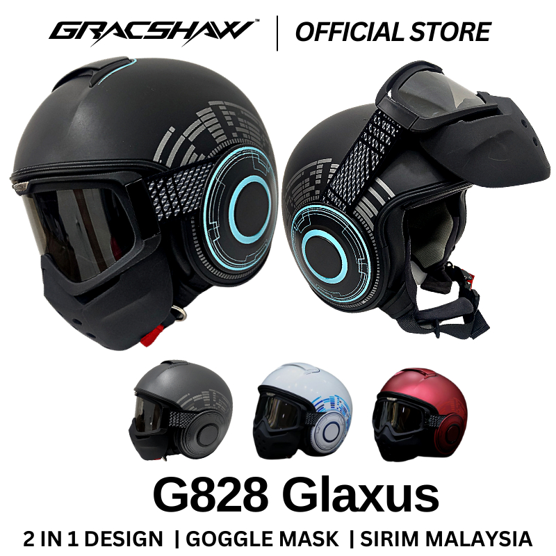 Gracshaw Glaxus G828 G-Wave with Free Smoke Goggle Mask Open Face ...