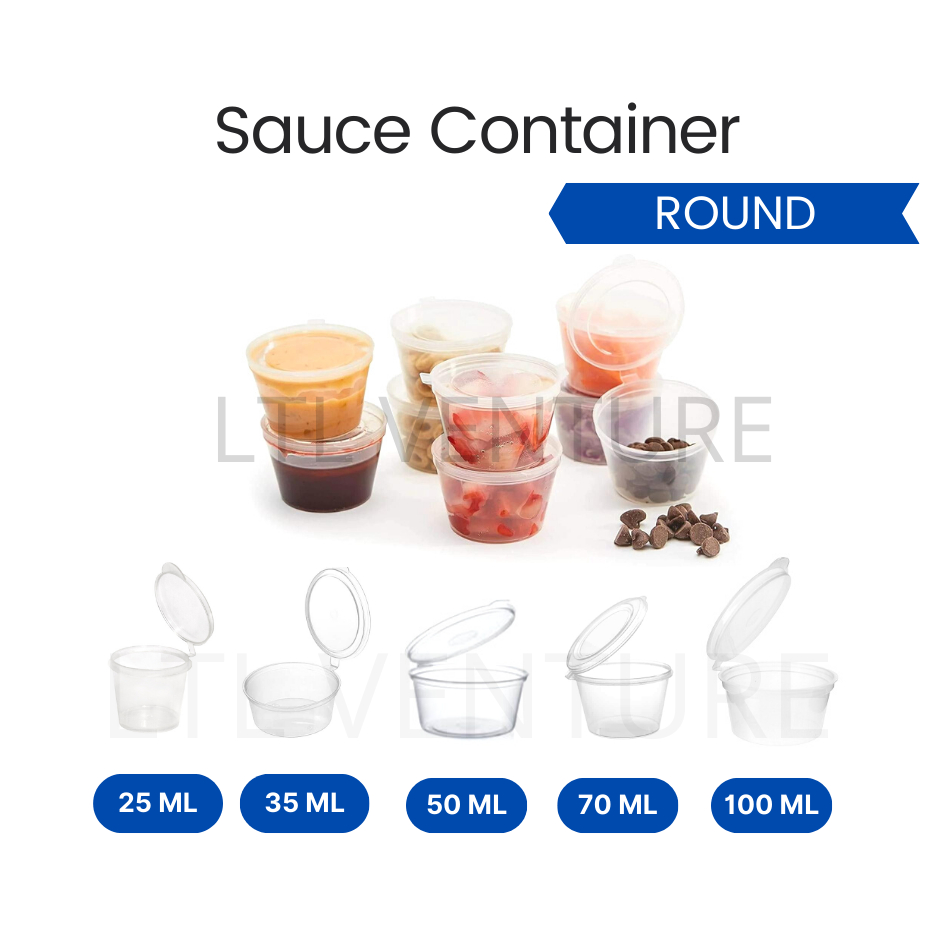 25/35/50/70/100ml Round Container Hinged Lid 50/100Pcs± Food Sauce ...