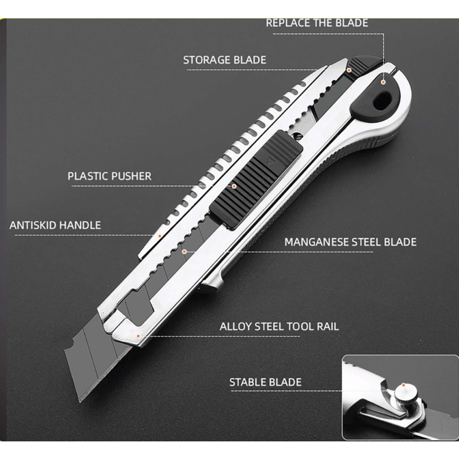 Super HEAVY DUTY 18mm Cutter Knife Paper Cut Blade / Pisau Pemotong ...