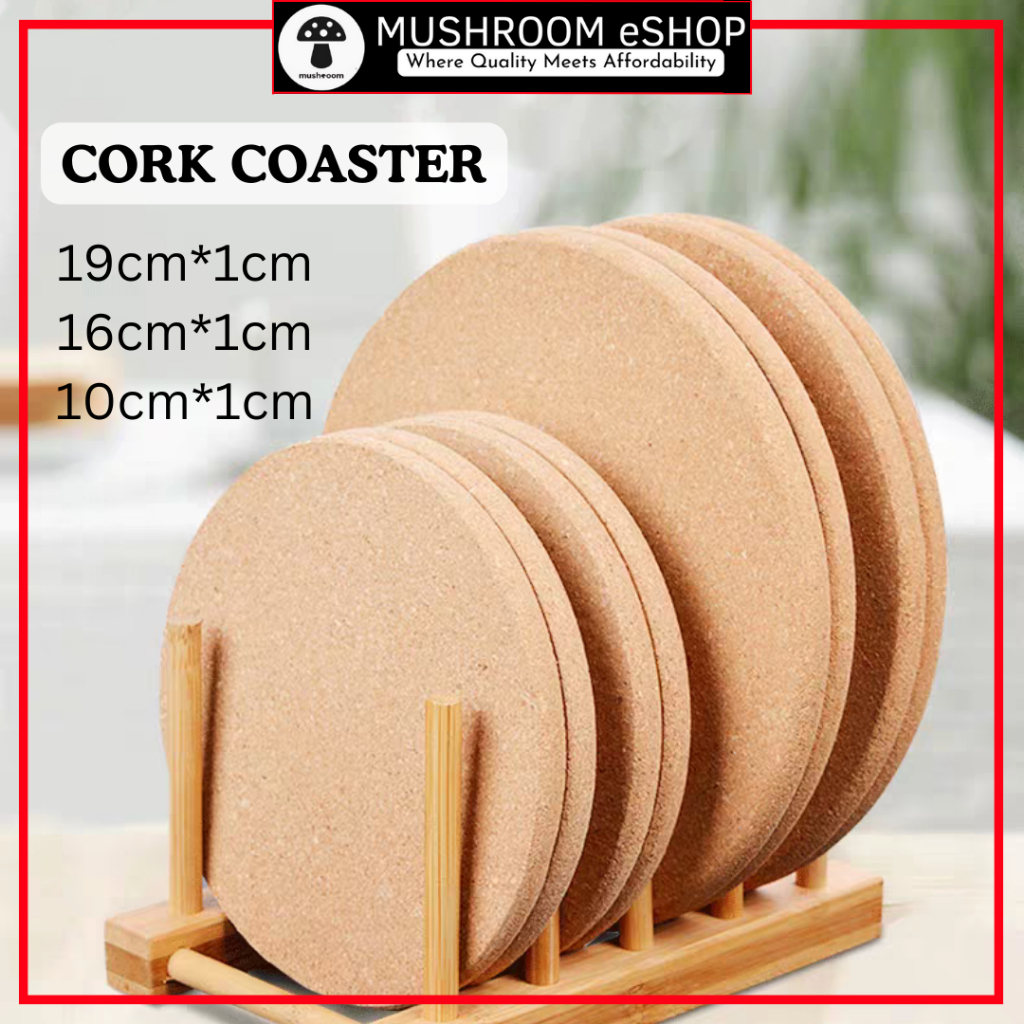 Cork Coaster 软木杯垫 Cup Pad Round Square Concave Pot Placemat Glass Mat ...
