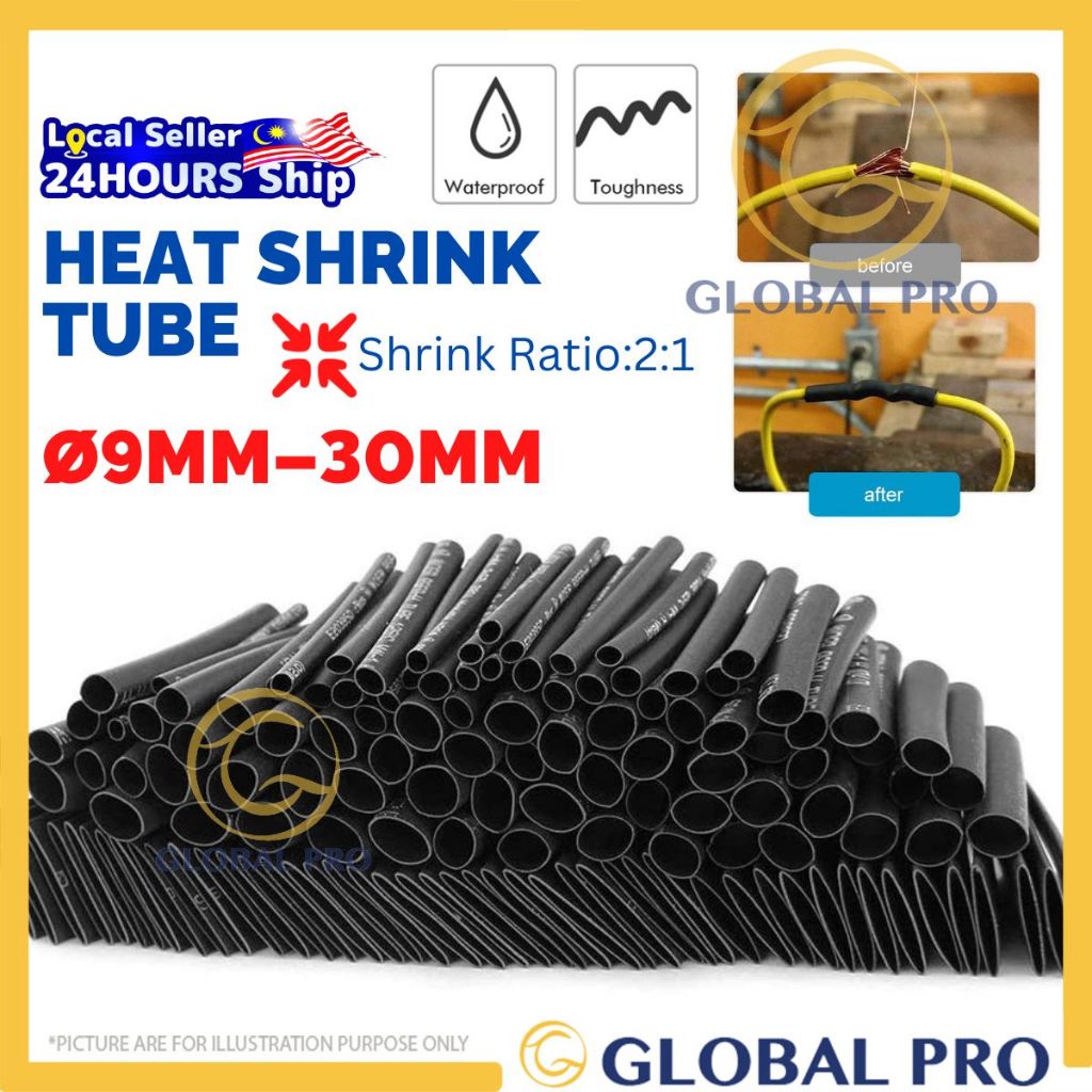 [9MM-30MM] 1METER Heat Shrink Tube Electrical Tube Penyambung Wayar ...