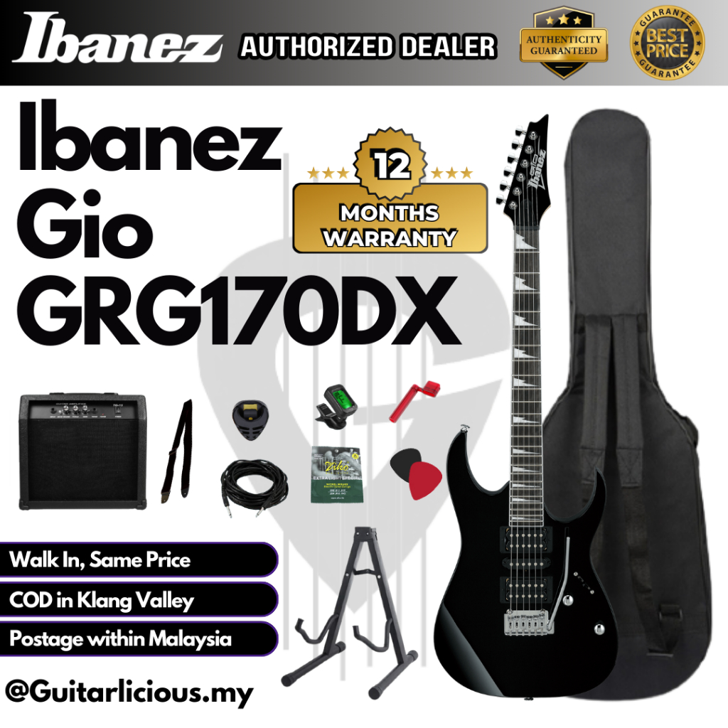 Ibanez GIO GRG170DX Electric Guitar with HSH Pick up - Black Flat ( GRG170DX-BKF / GRG 170DX ...