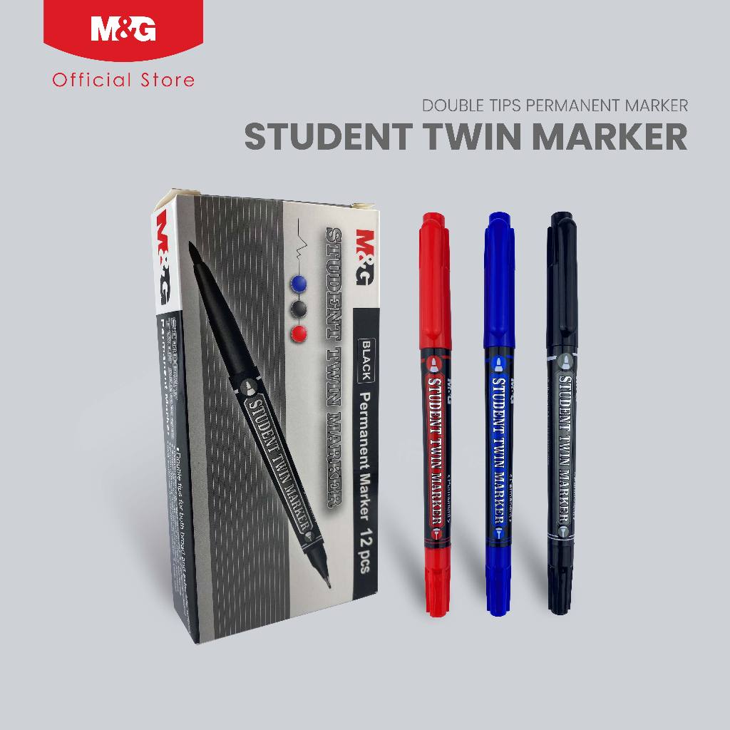 Pen Marker Kekal M&G – Dual Tip Lebar & Halus, Kalis Air, Cepat Kering ...