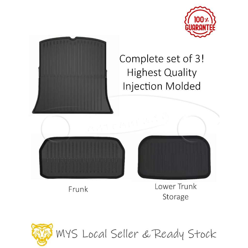 Tesla Model Y 2022-2024 Cargo Storage Boot Mats Complete Set Rear Trunk ...