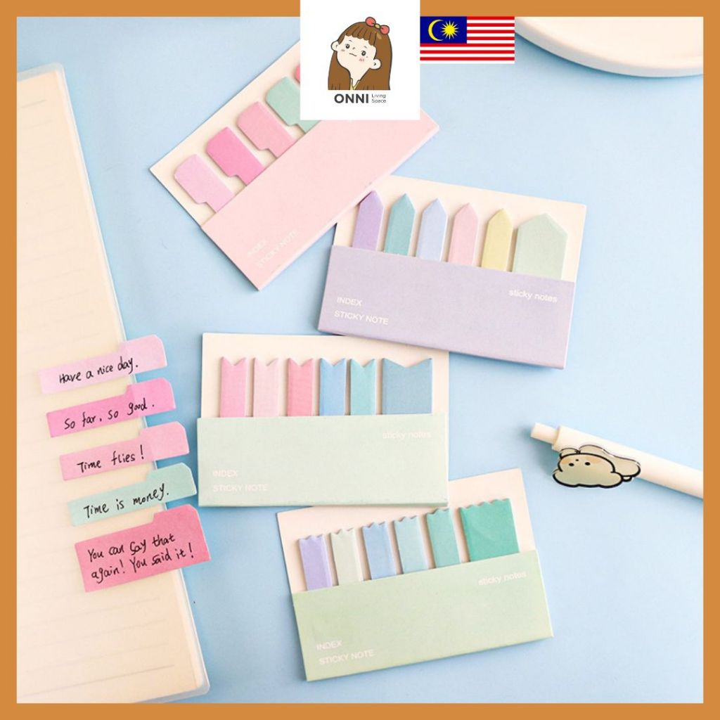 ONNI 🇲🇾 Sticky Note 120pcs Colorful Sticky Notes Bookmark Sticker Label ...