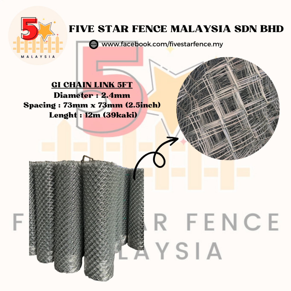 Pagar Gi Chain Link 5feet Galvanized Pagar Chain Link Silver 5kaki ...