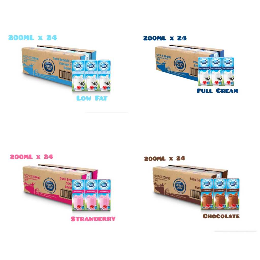 Dutch Lady Milk 200ml x 24(1ctn) can mix one ctn four flavor | Shopee ...