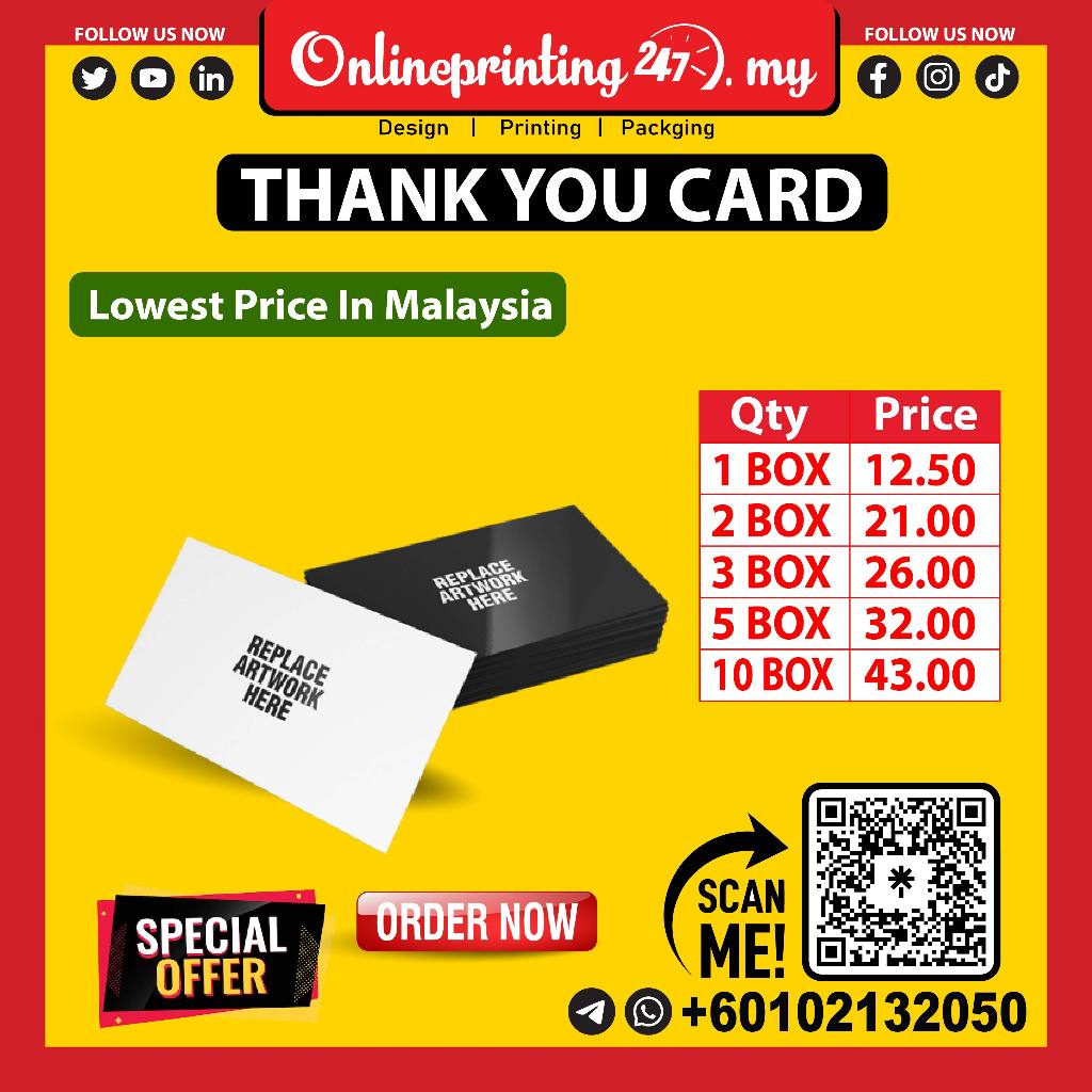 Customise Thank You Card for printing | Custom Thank You Card Design ...