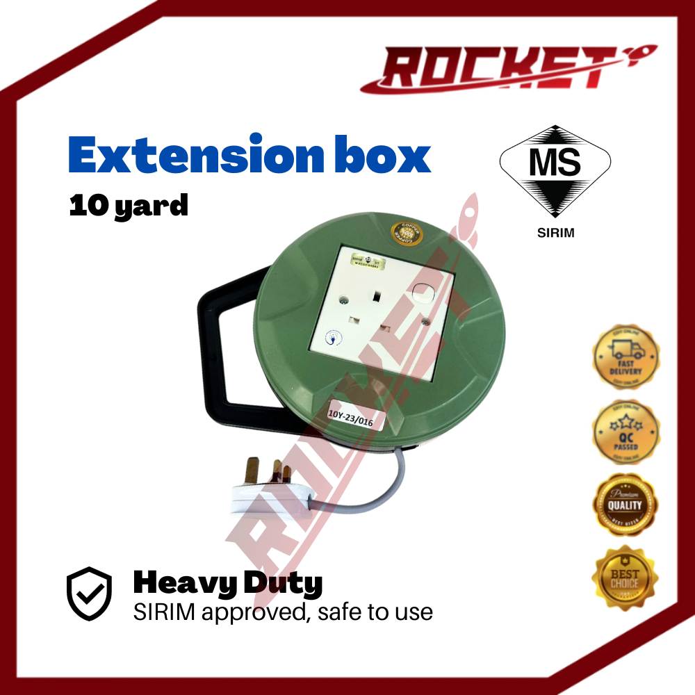 SIRIM Extension box Full Copper Wire Sirim Plug 10 Yard Extension Roll ...