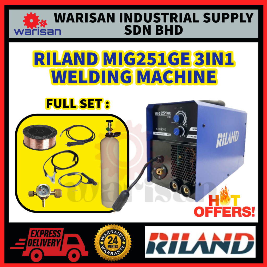Riland MIG251GE Welding Machine (3-IN-1) Gas MIG/ Gasless MIG/ MMA Welding Set/ MIG251GE GMAW250 ...