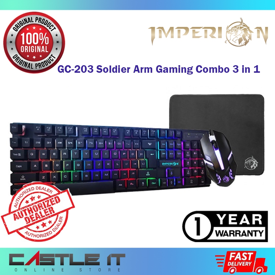 Imperion GC-203 Soldier Arm Gaming Combo (Keyboard Mouse Mousepad ...