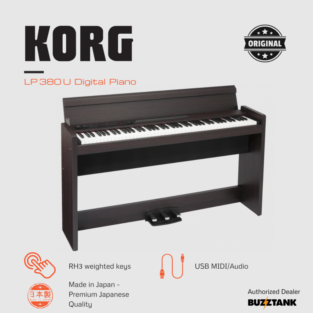 Korg LP-380U - 88 Key Digital Piano,RWBK RW BK with FREE Bench and ...