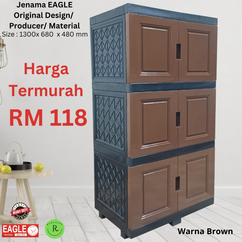 RumahAku {BESAR} Plastic Storage Cabinet/Wardrobe/Almari Baju/Almari ...