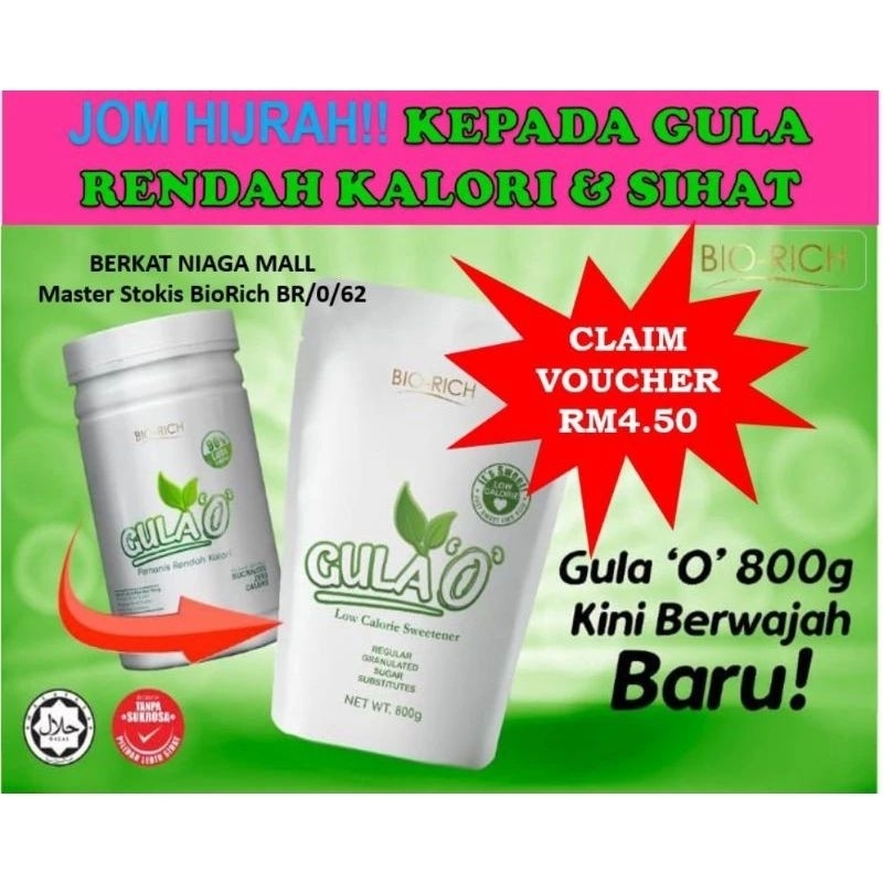 Gula O Biorich Original READY STOCK 800g EXPIRED 2028 Pemanis Rendah ...