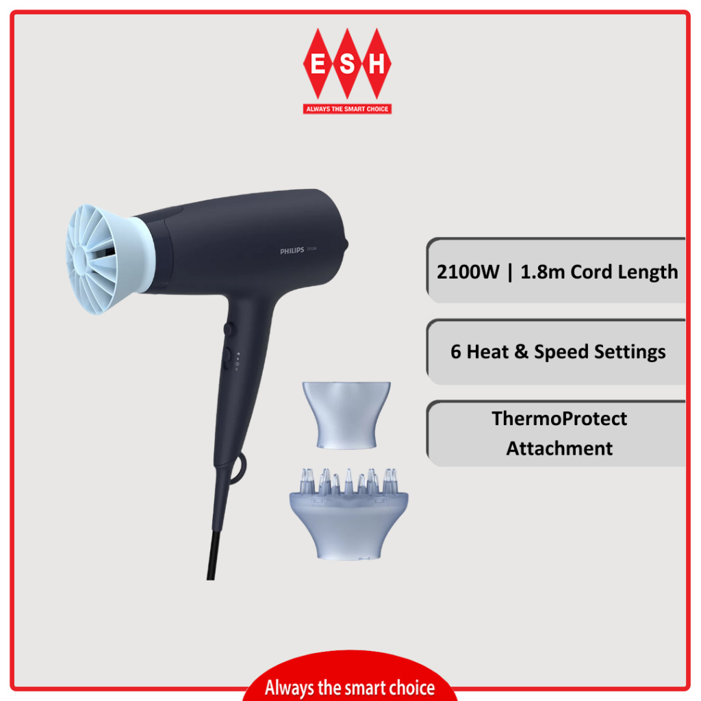 Philips BHD360 2100W Series 3000 ThermoProtect Attachment Hair Dryer | ESH | Shopee Malaysia