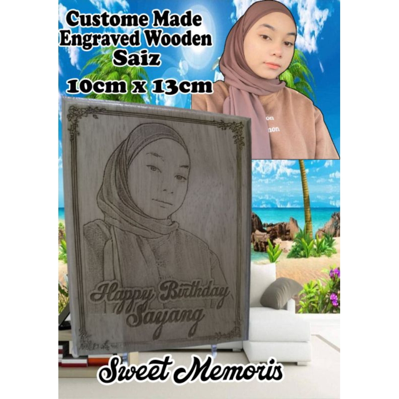 Frame Gambar Laser Kayu Solid | Shopee Malaysia