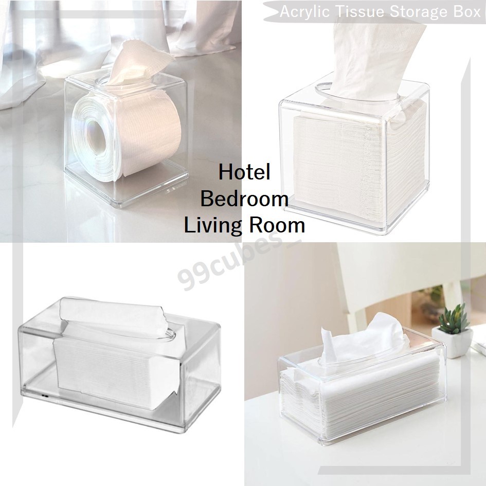 Acrylic Transparent Table Tissue Storage Box Simple Modern Living Room ...