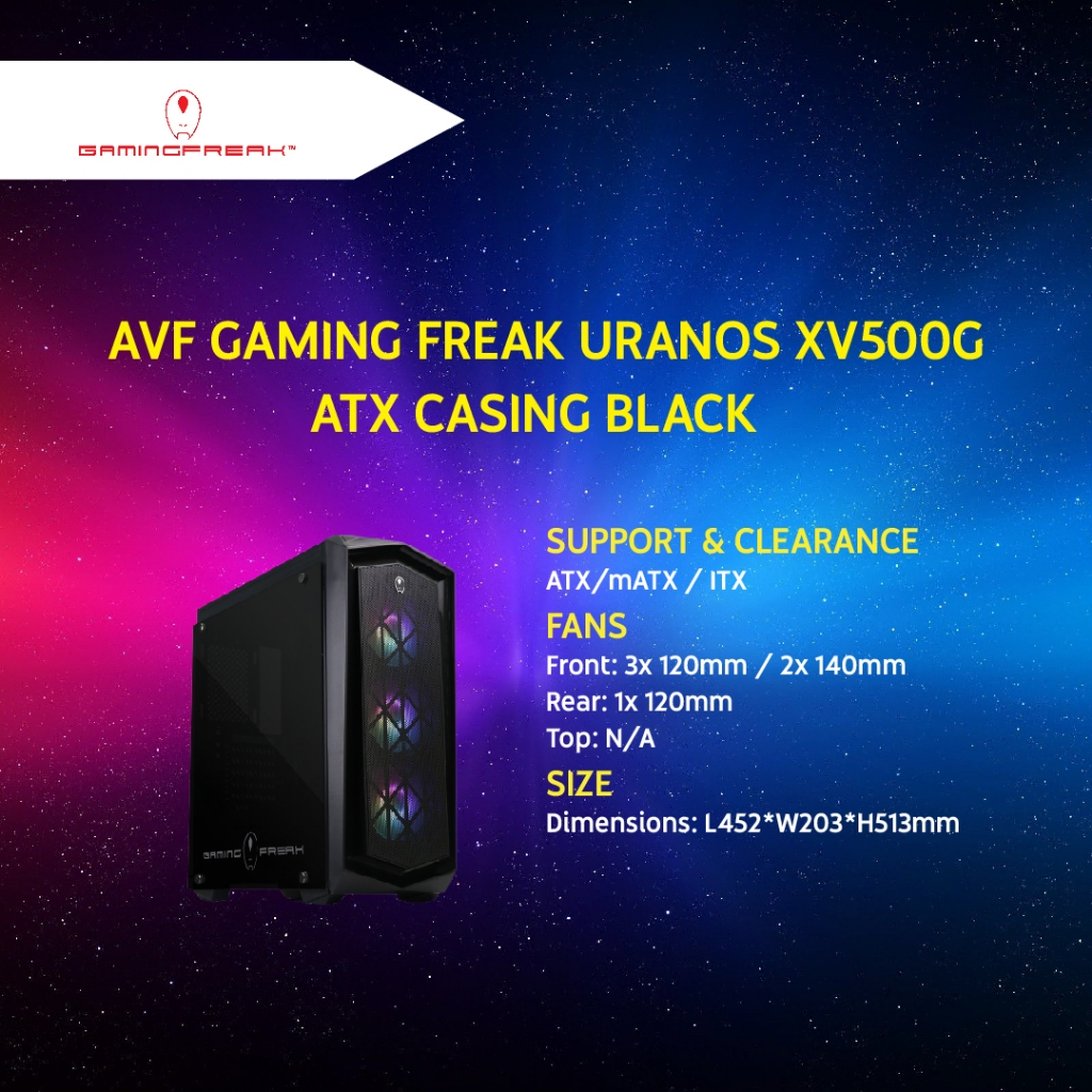 AVF Gaming Freak Uranos XV500G Gaming CaseTempered Glass | Shopee Malaysia