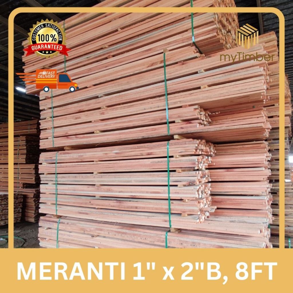1" x 2" [8FT, Grade B] Kayu Meranti / Kayu Merah / Construction / Kayu ...