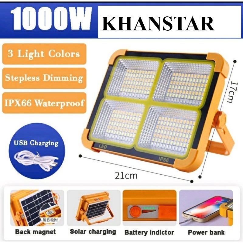 Portable LED Work Lamp 1000w Solar Working Light IP66 Waterproof Floor ...