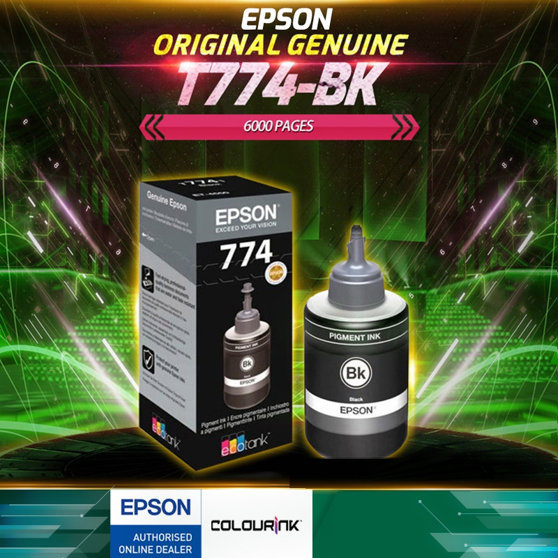 Epson Original T774 T7741 Black Pigment Refill Ink 140ml user for M100 ...