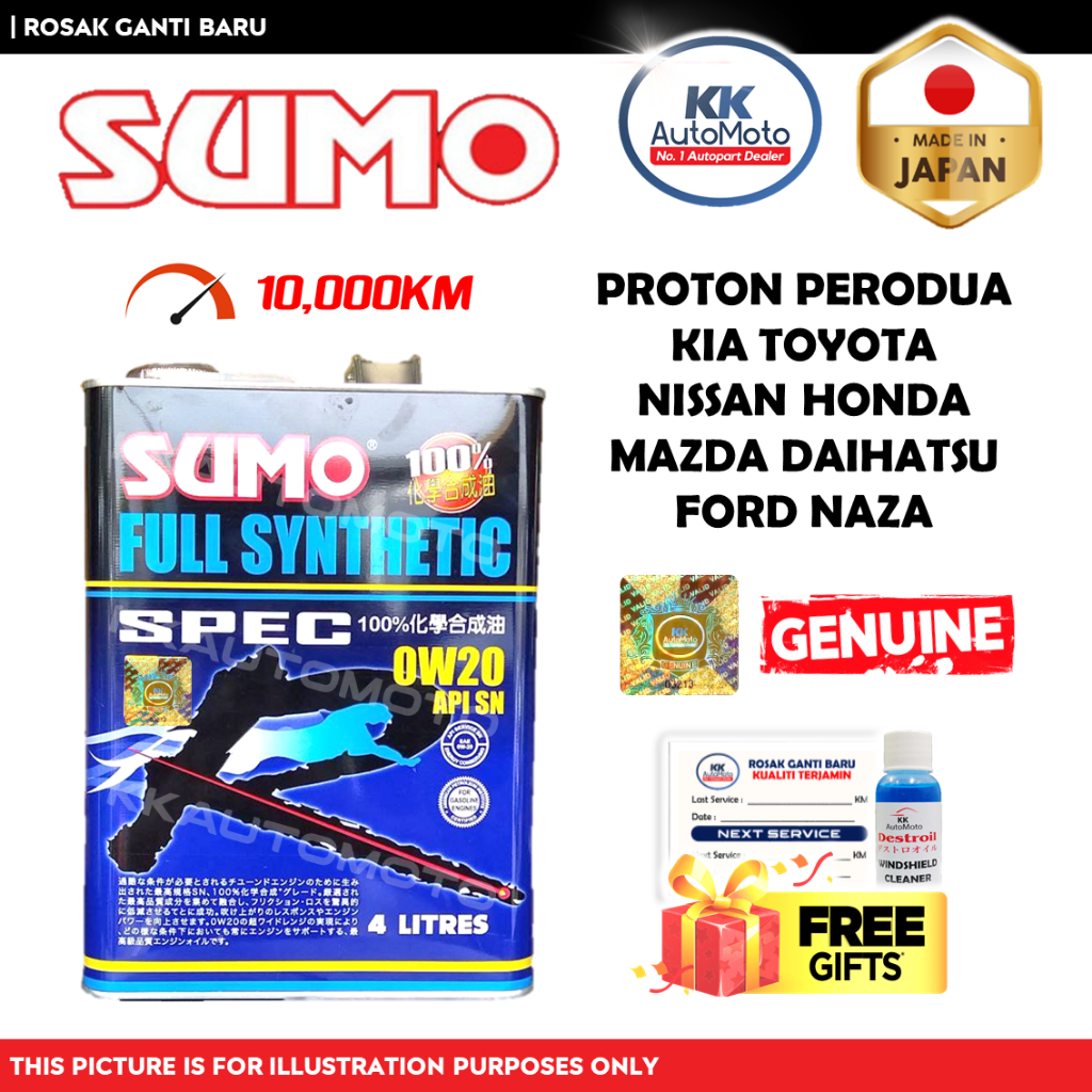 Genuine SUMO Japan Fully Synthetic SN 0W-20 0W20 4L Proton Perodua ...