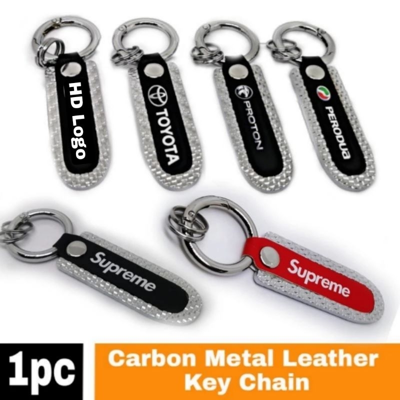 Car Carbon Metal Logo Key Chain Leather Perodua Proton Toyota civic ...
