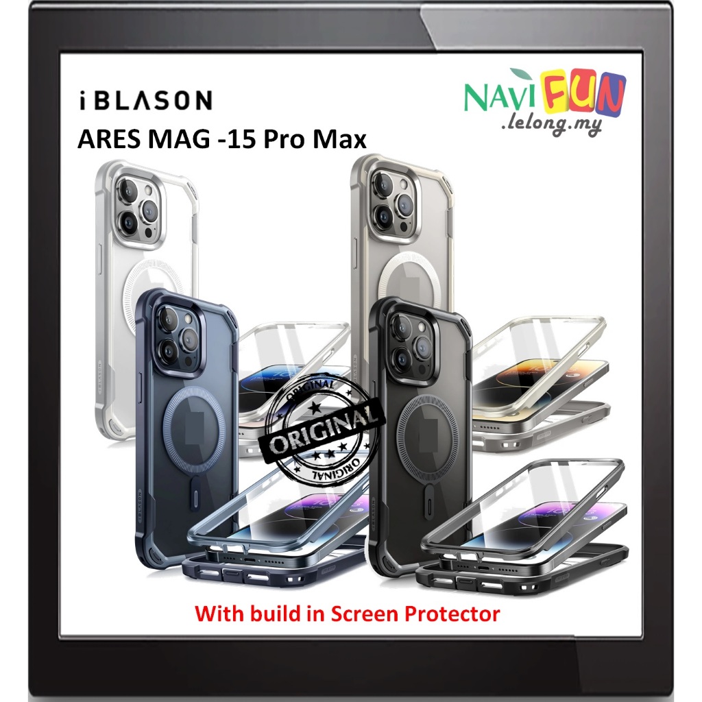 [ for iPhone 15 Pro Max ] i-Blason Ares Mag Full cover Case with build in Screen Protector ...