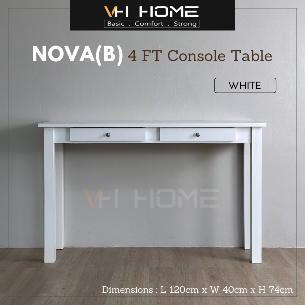 VH NOVA CONSOLE TABLE 4ft Console Meja Study Desk Meja Berlajar/2 Drawer/2 Laci/Solid Wood + MDF ...