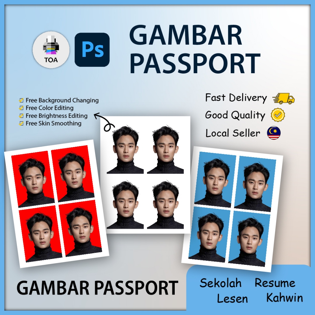 𝐓𝐎𝐀 𝐒𝐓𝐔𝐃𝐈𝐎 Passport Photo Edit & Print | Cuci Gambar Passport (Free ...